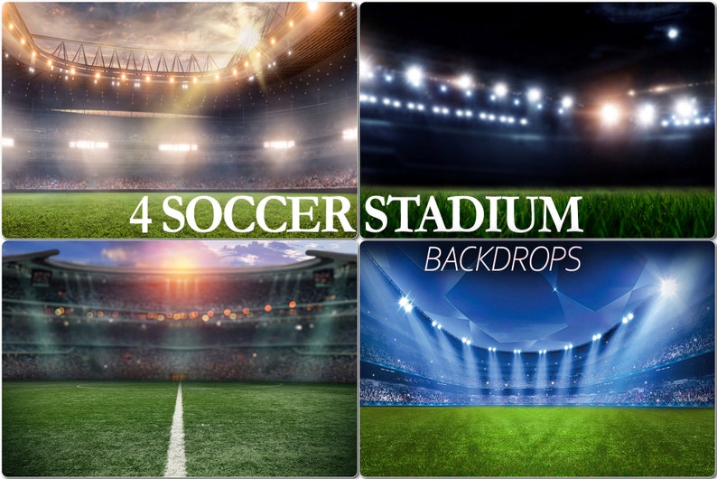 4 Sports Stadium Backgrounds Lights, Photography Backdrop, Soccer Goal ...