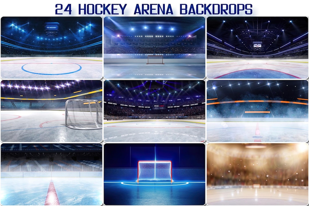 24 Hockey Arena Backdrops, Empty Winter Background, Ice Ring Spotlights ...