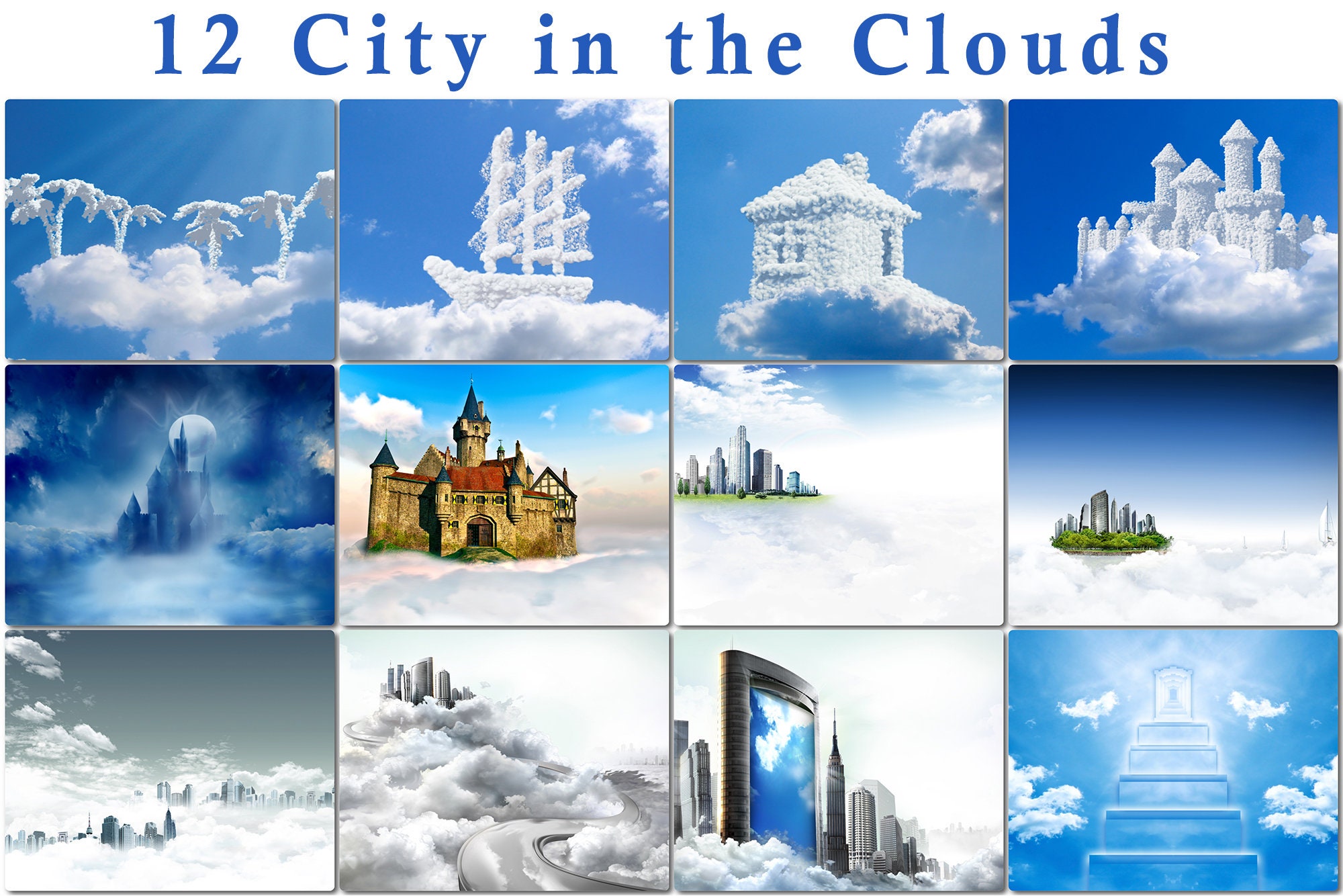 12 City in the Clouds sky overlays digital sky in heaven | Etsy