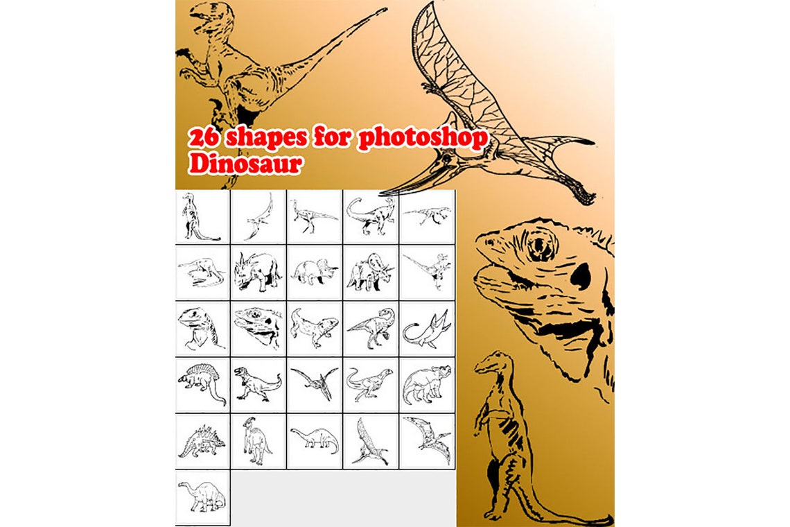 26 Dinosaur Shapes for Photoshop Tyrannosaurus T-rex - Etsy