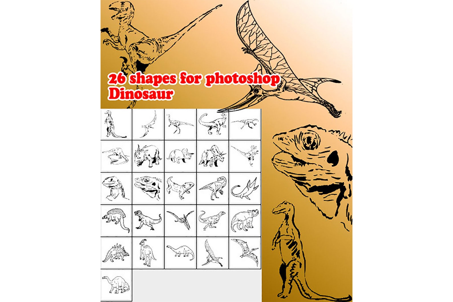 26 Dinosaur Shapes for Photoshop Tyrannosaurus T-rex | Etsy