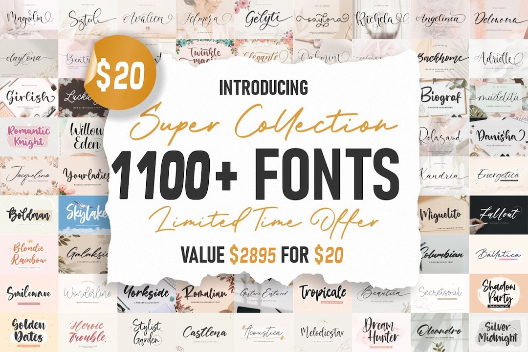 1100 Handwritten Font Bundle: Vintage, Modern, Luxury Typefaces - Etsy