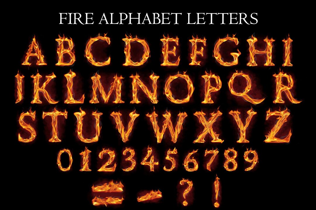 Flaming Fire Alphabet Letters Numbers PNG, Burning Latin Letters ...