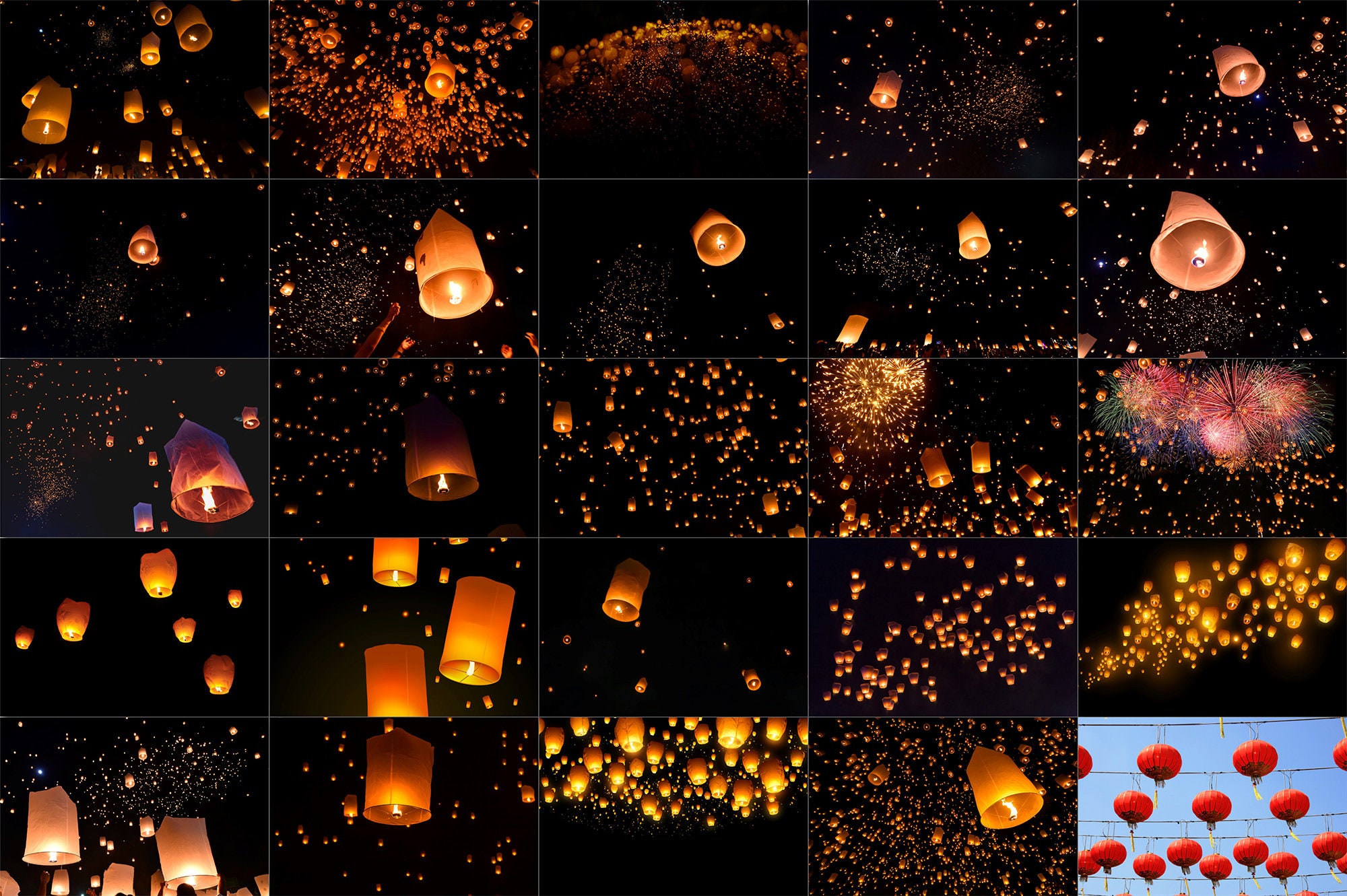 80 Sky Lanterns Overlays Sky Lanterns Festival Flying - Etsy