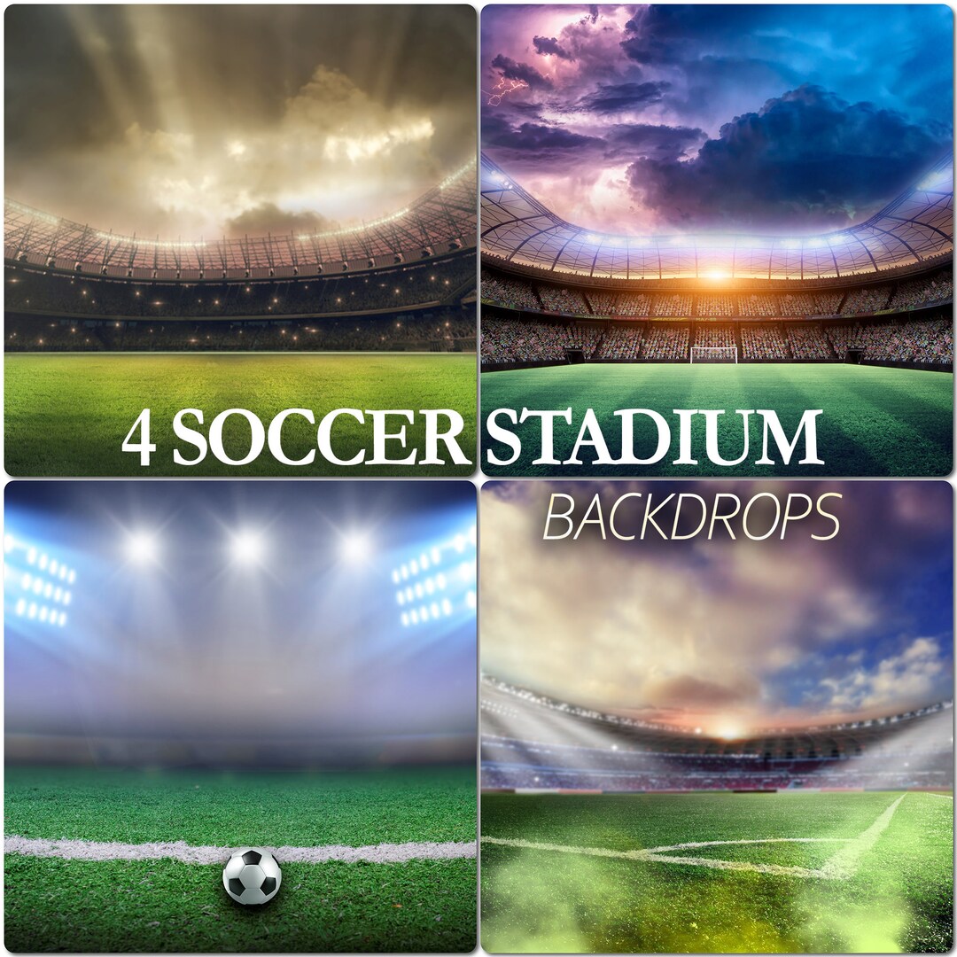 4 Soccer Goal Stadium Backgrounds, Sports Arena, Photography Overlays ...
