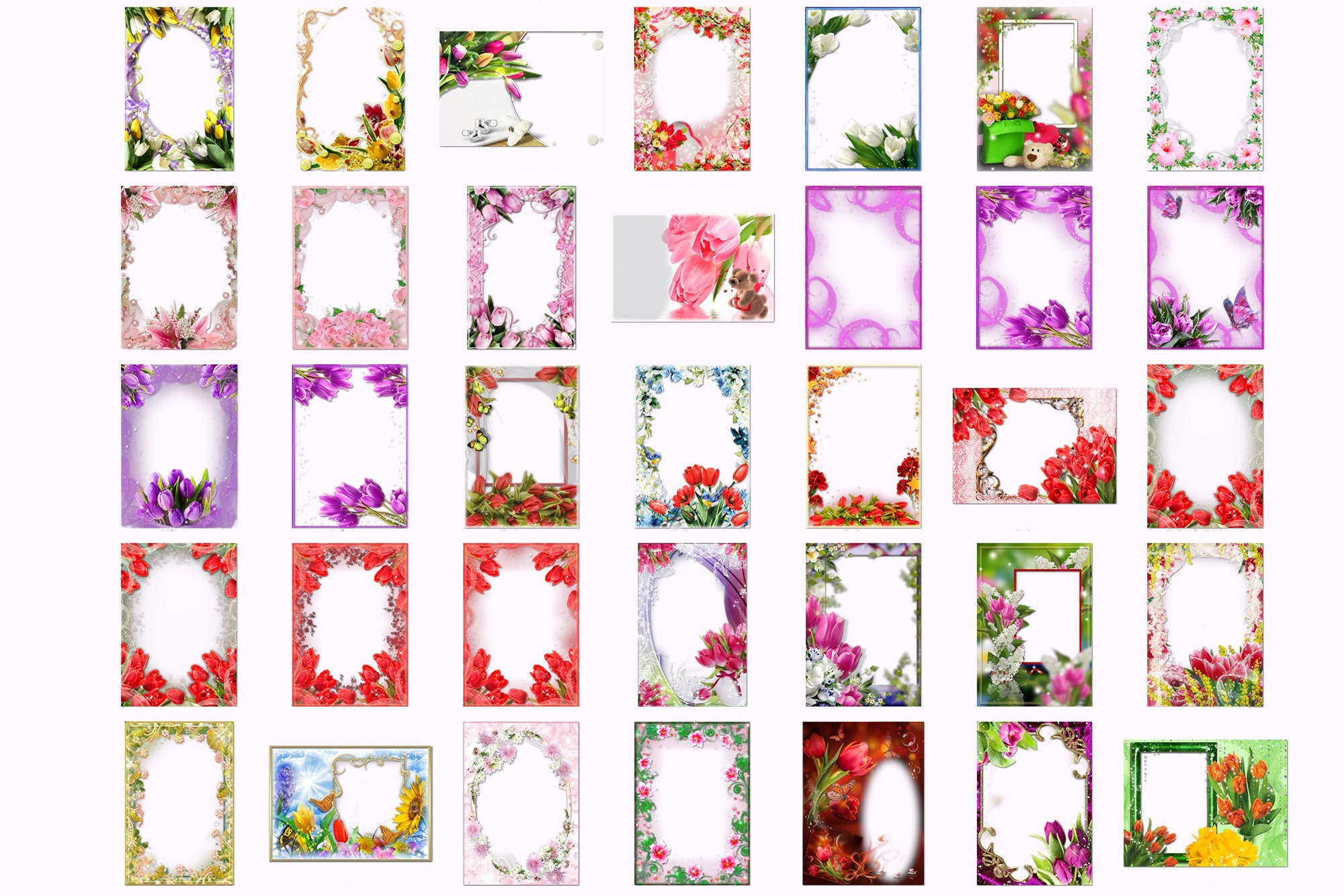 80 Spring Flower Frames Spring Flowering Yellow Tulips Red - Etsy