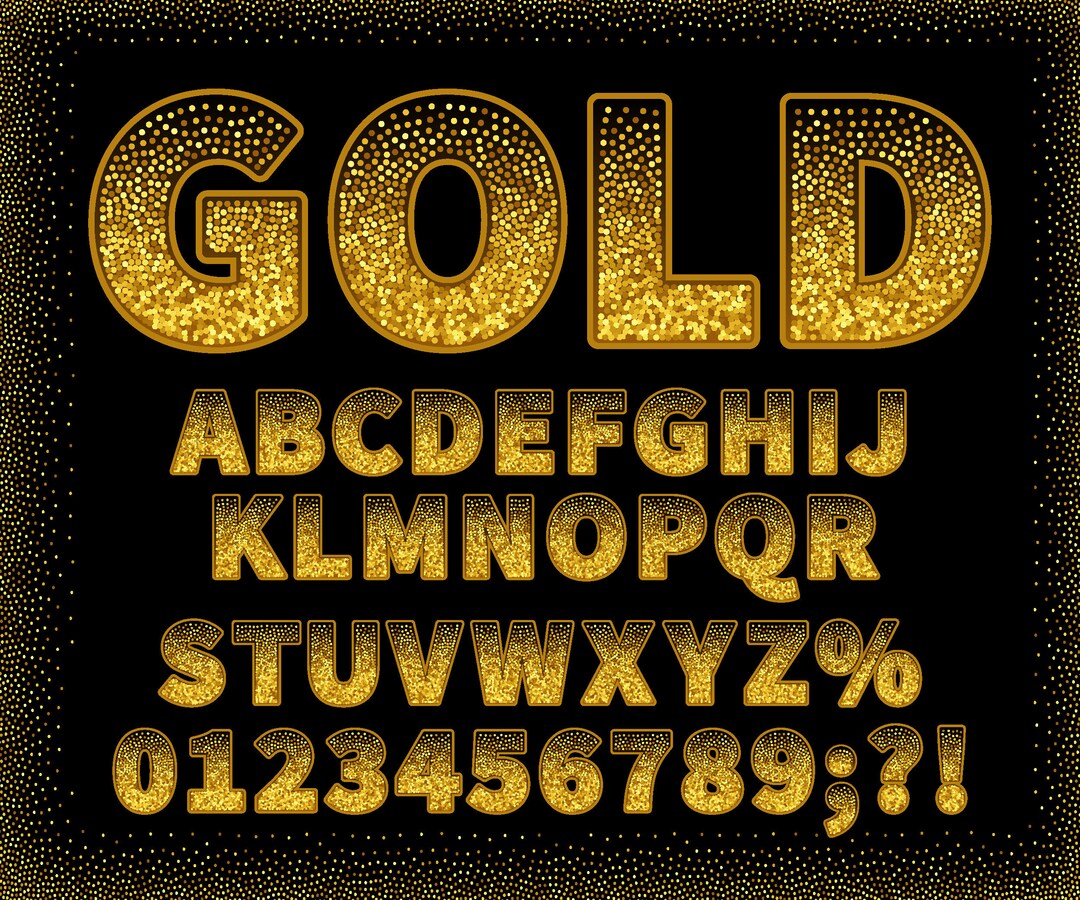 Gold Letters With Confetti, Gold Alphabet Clipart, Gold Letters Clipart ...