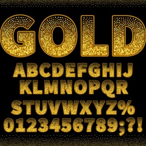 Gold Letters With Confetti, Gold Alphabet Clipart, Gold Letters Clipart ...