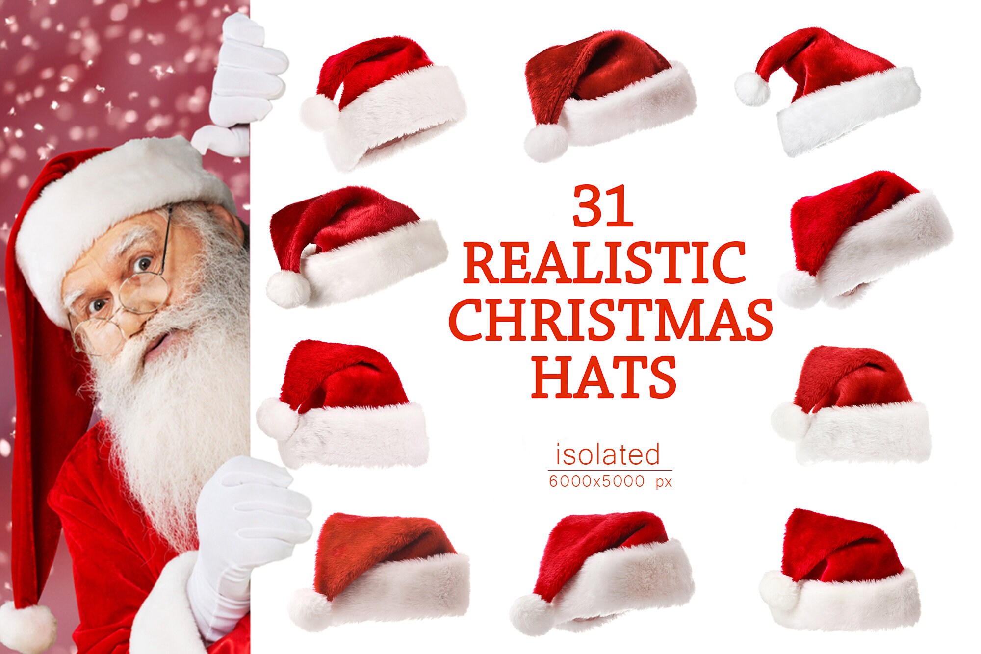 31 Realistic Christmas Hats Photoshop Overlays, Decorative Holidays ...