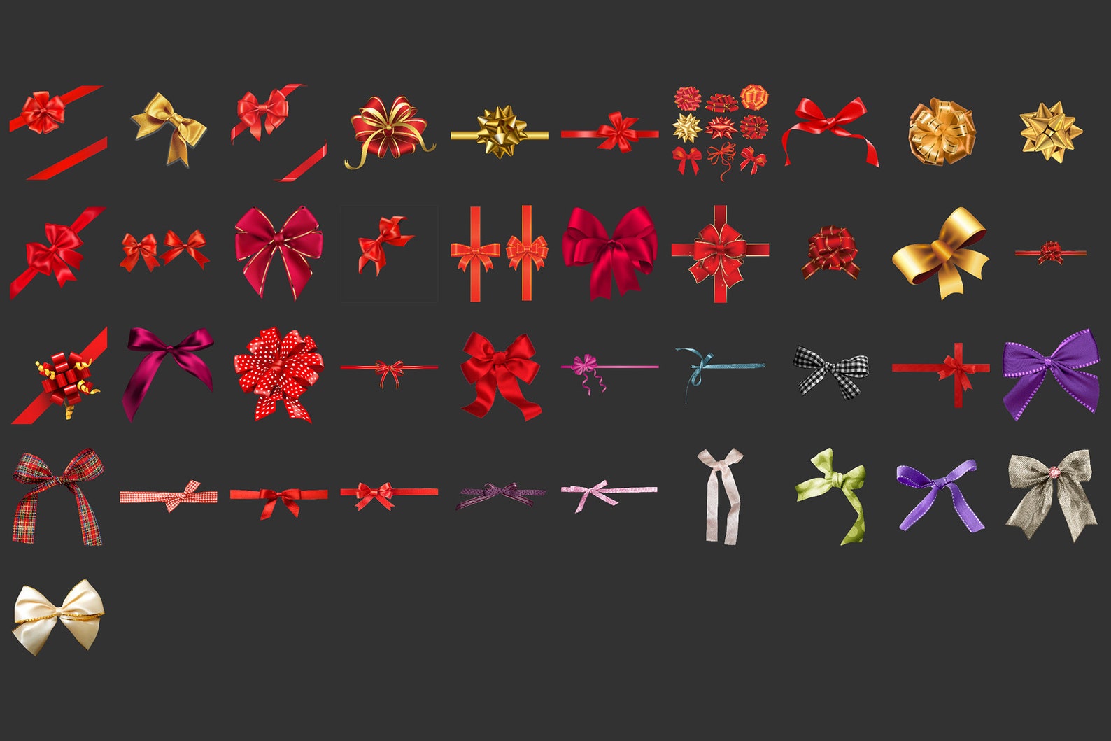 45 Digital Ribbons Clipart Red Ribbon Clipart Clip Art Bows - Etsy