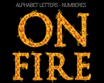 Fire Alphabet Letters and Numbers, Flaming Alphabet, Set of Letters ...