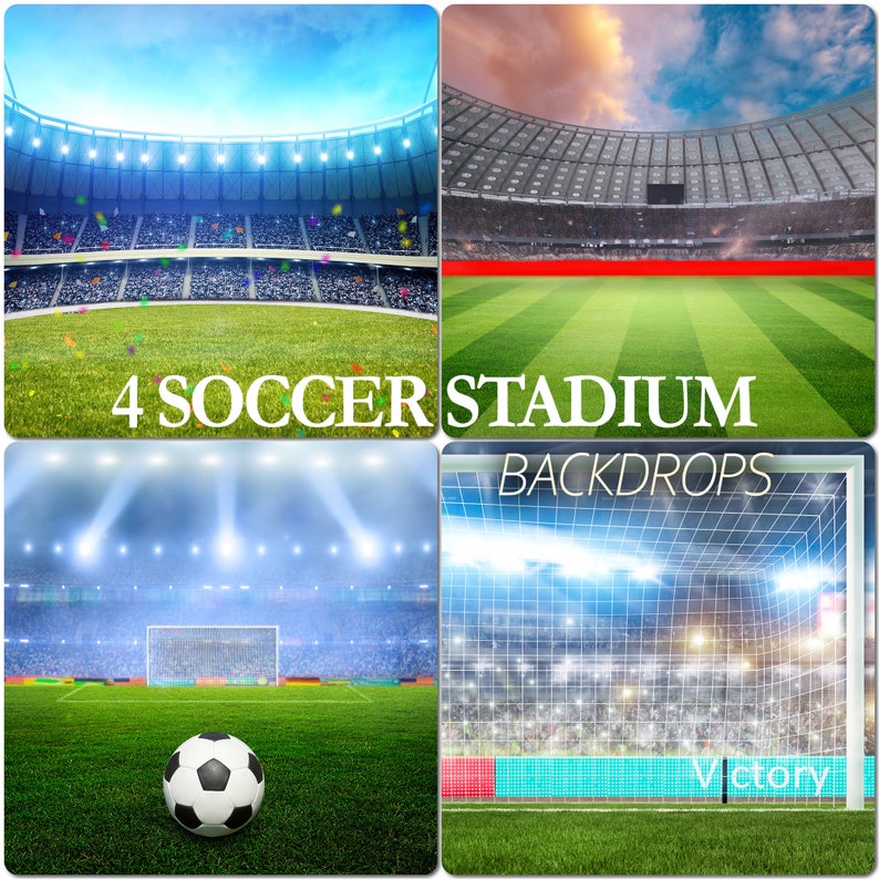 4 Soccer Stadium Backgrounds, Sports Empty Spotlight Arena, Stadium ...