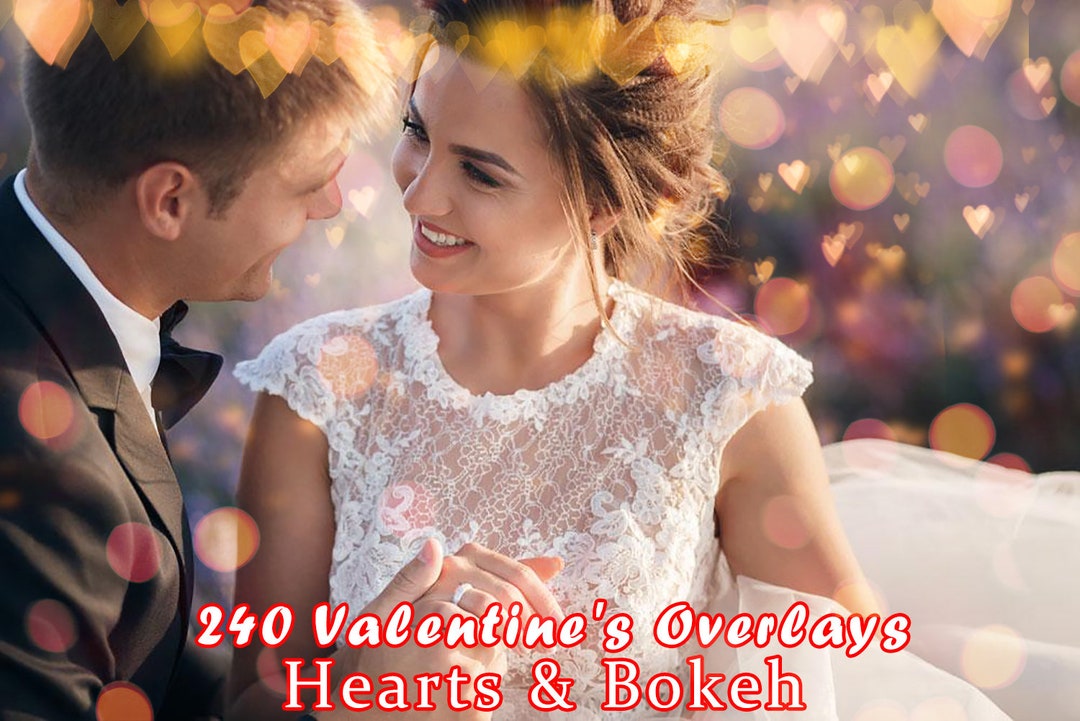 240 Valentine Hearts & Bokeh Photo Overlays for Photoshop, Digital ...