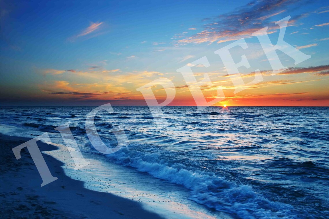 4 Seashore Digital Backgrounds Ocean Beach Waves of the Sea - Etsy