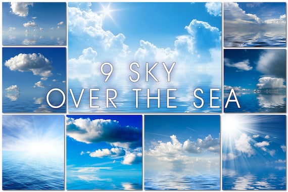 9 Sky Over the Sea Blue Sky Overlays Sunny Sky Overlay | Etsy