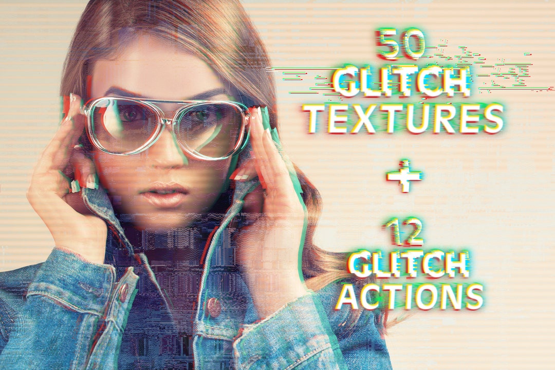 50 Glitch Abstract Textures, Photoshop 3D Glitch Effect Actions, Glitch ...