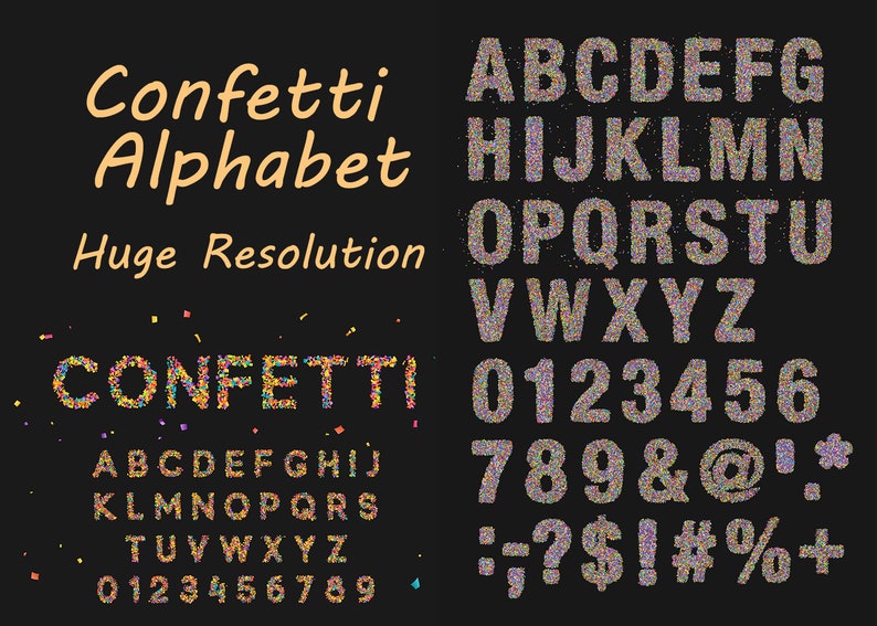 2 Confetti ALPHABET Confetti Photo Overlays Confetti - Etsy
