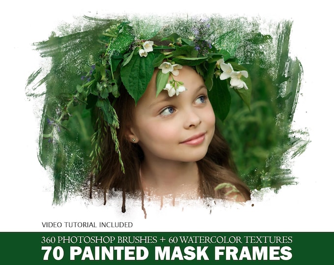70 Watercolor Painted Mask Frames, Photo Overlays, Watercolor Textures ...