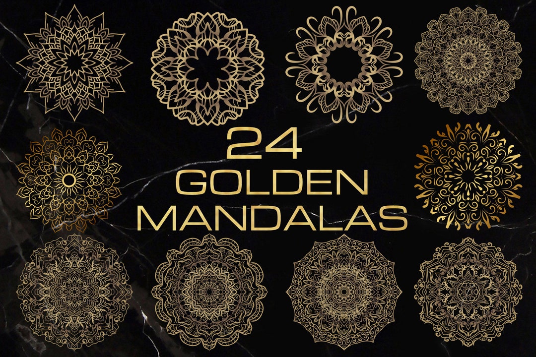 24 Gold Mandalas Clip Art, Digital Gold Foil Mandala, Graphics PNG FILE ...
