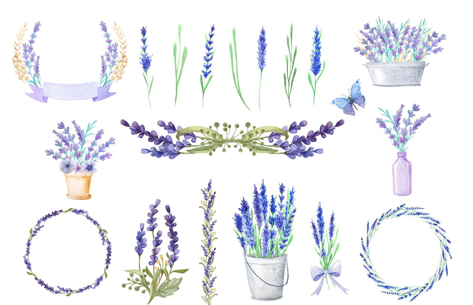 Bundle Watercolor Lavender Overlays Lavender Spring Lavender - Etsy