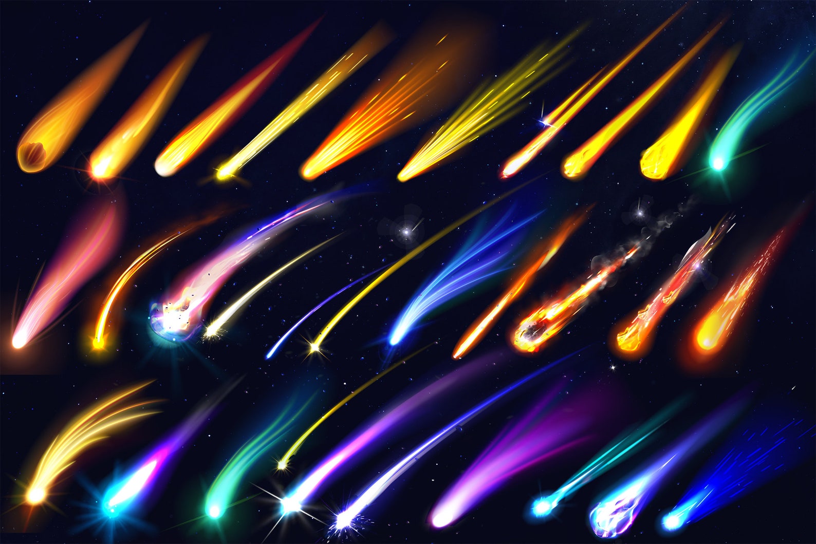 60 Meteorite Light Overlays: Galaxy Fireball Effects (PNG) - Etsy