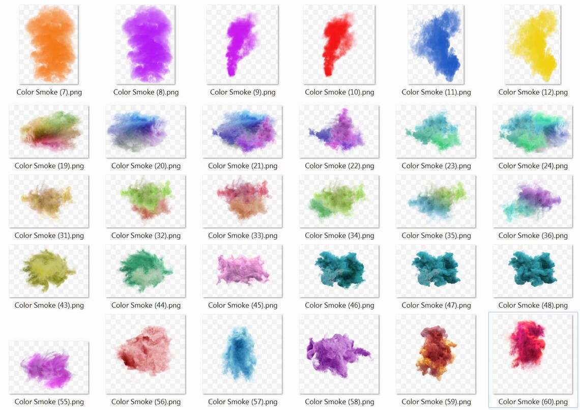 60 Smoke Bomb Overlays Smoke Bomb Colorful Smoke PNG File - Etsy