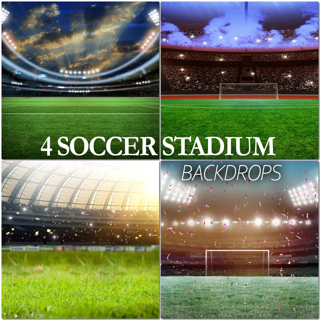 4 Soccer Stadium Backgrounds, Sports Empty Spotlight Arena, Stadium ...