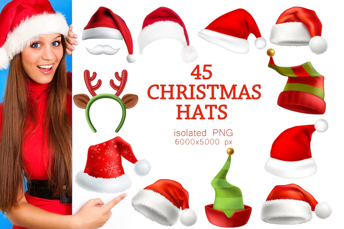45 Christmas Hats Photoshop Overlay Christmas Overlays | Etsy