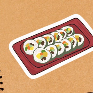Kimbap Sticker, Korean Stickers, Korean Sticker, Kawaii Stickers, Kpop ...