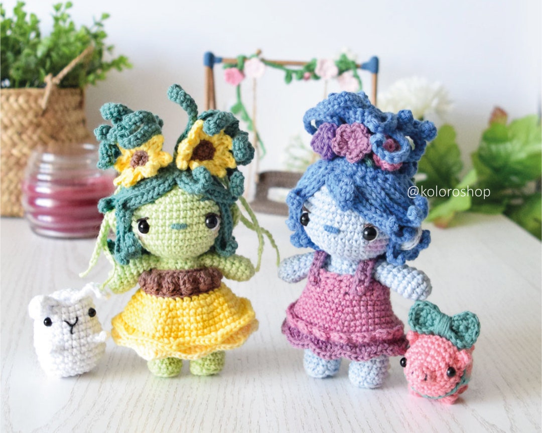 Amigurumi PDF Pattern Troll Girls and Their Pets - Etsy