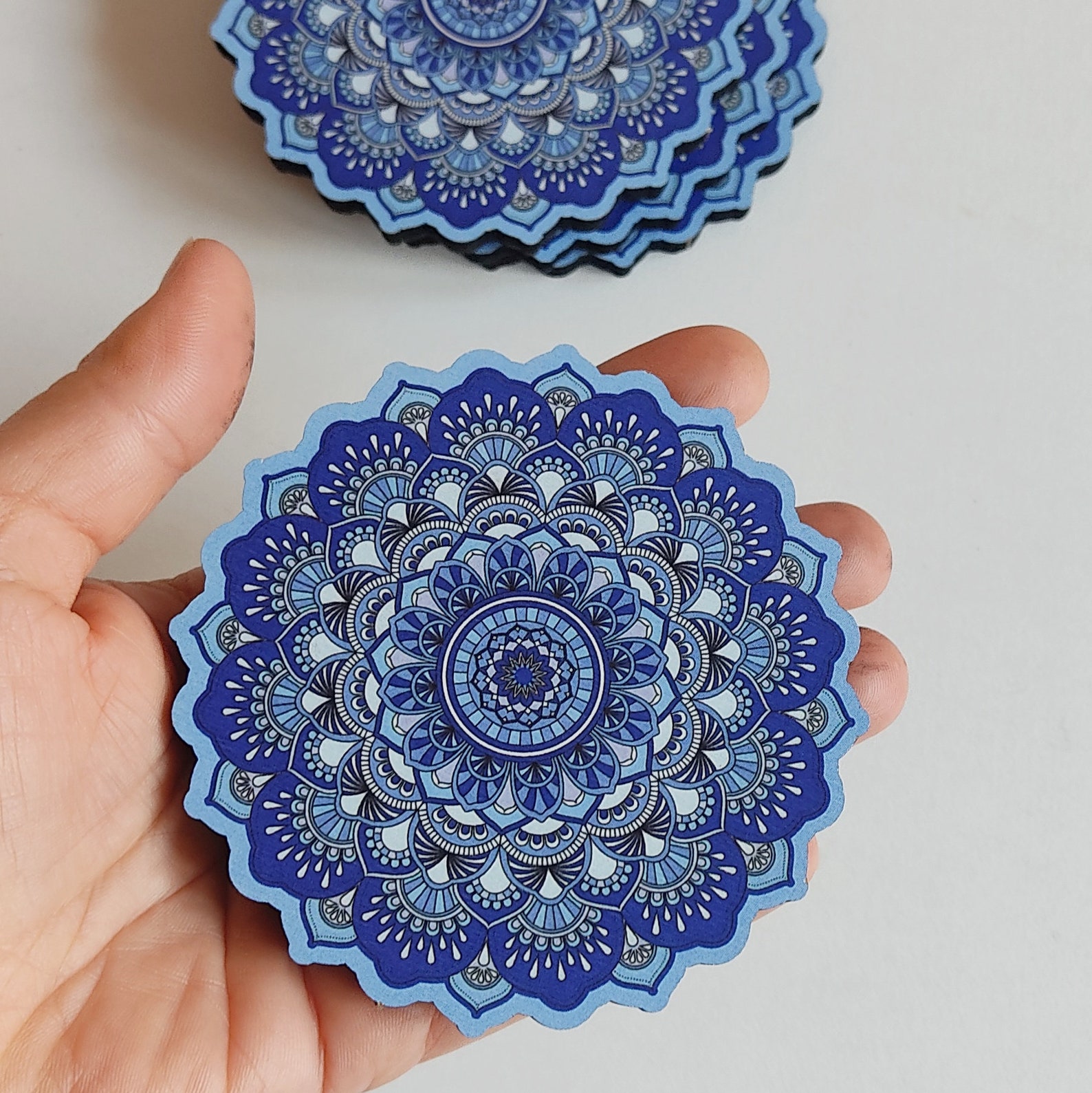 Wooden Coaster Mandala Design Decorative Set Coasters Turkish | Etsy