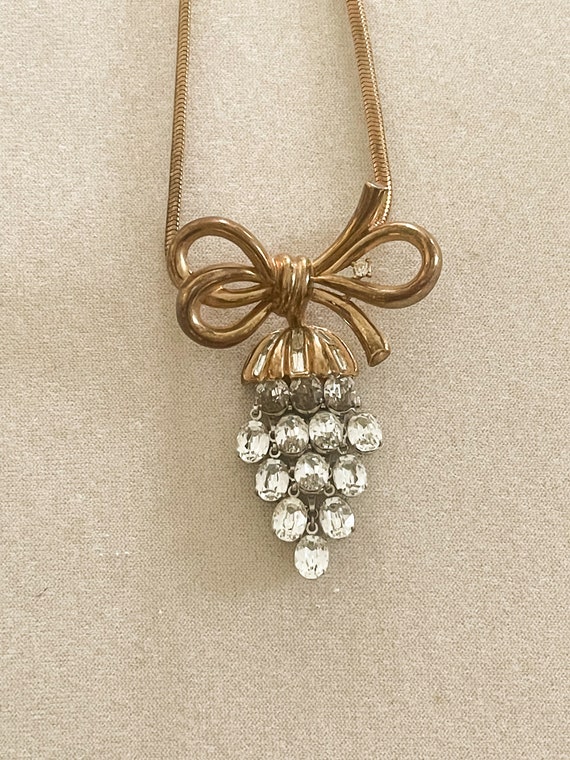 Vintage Trifari Grape Rhinestone Cluster Necklace - Gem