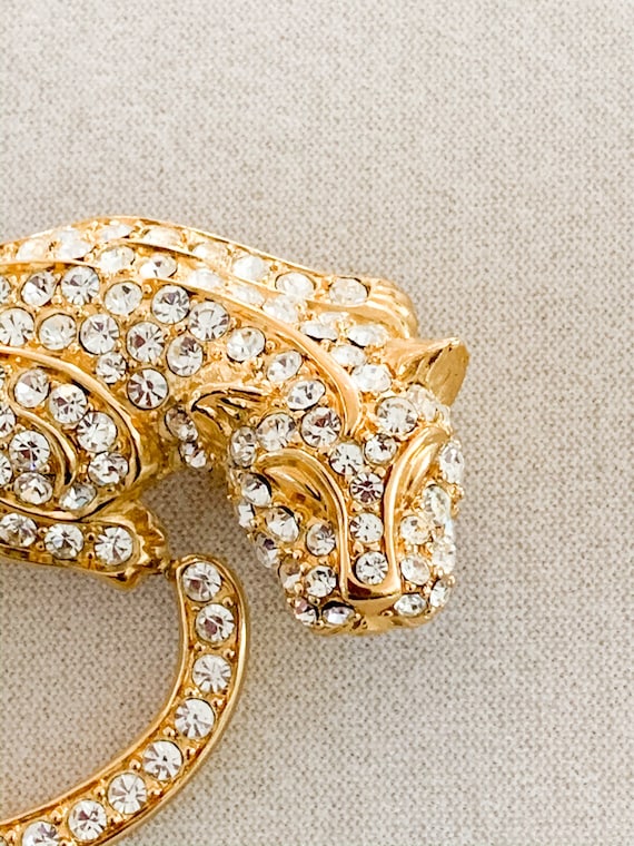 Trifari Vintage Pave Rhinestone Leopard Pin - Gem