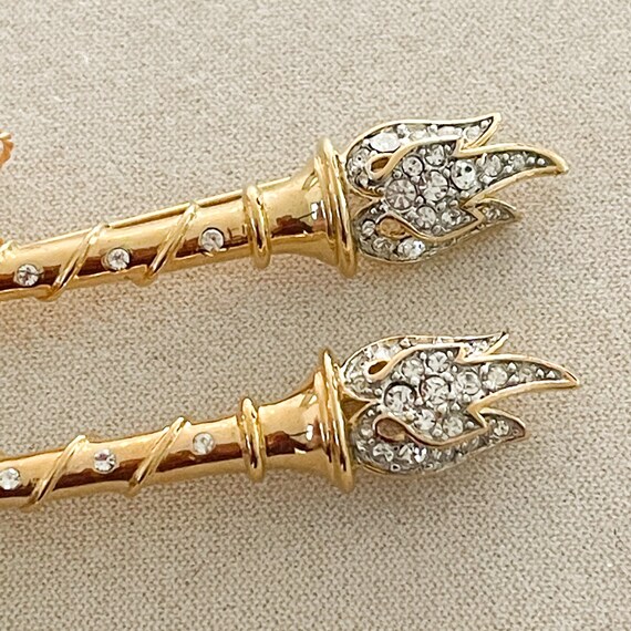 Trifari Vintage Twin Torch Pins Boxed - Gem