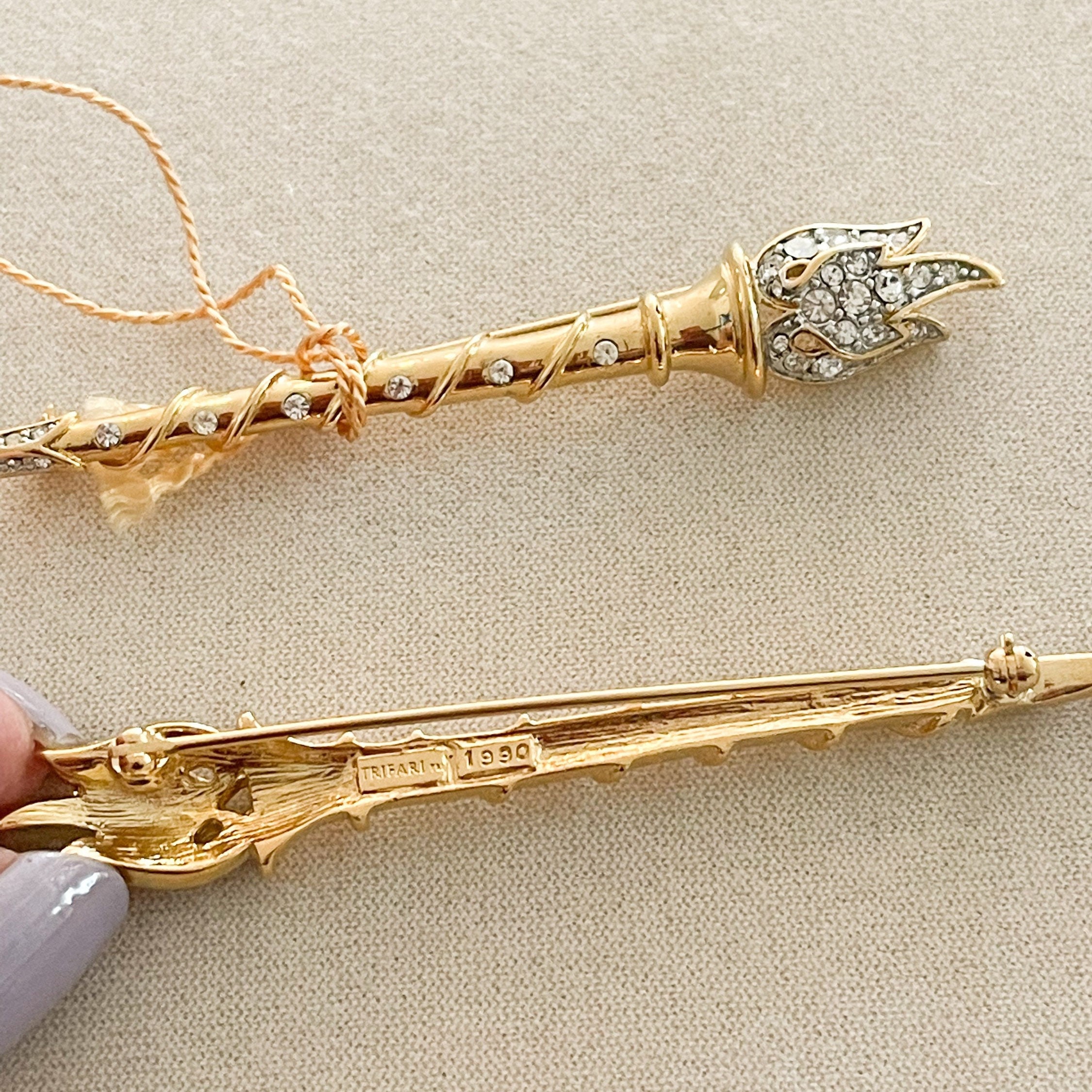 Trifari Vintage Twin Torch Pins Boxed - Etsy