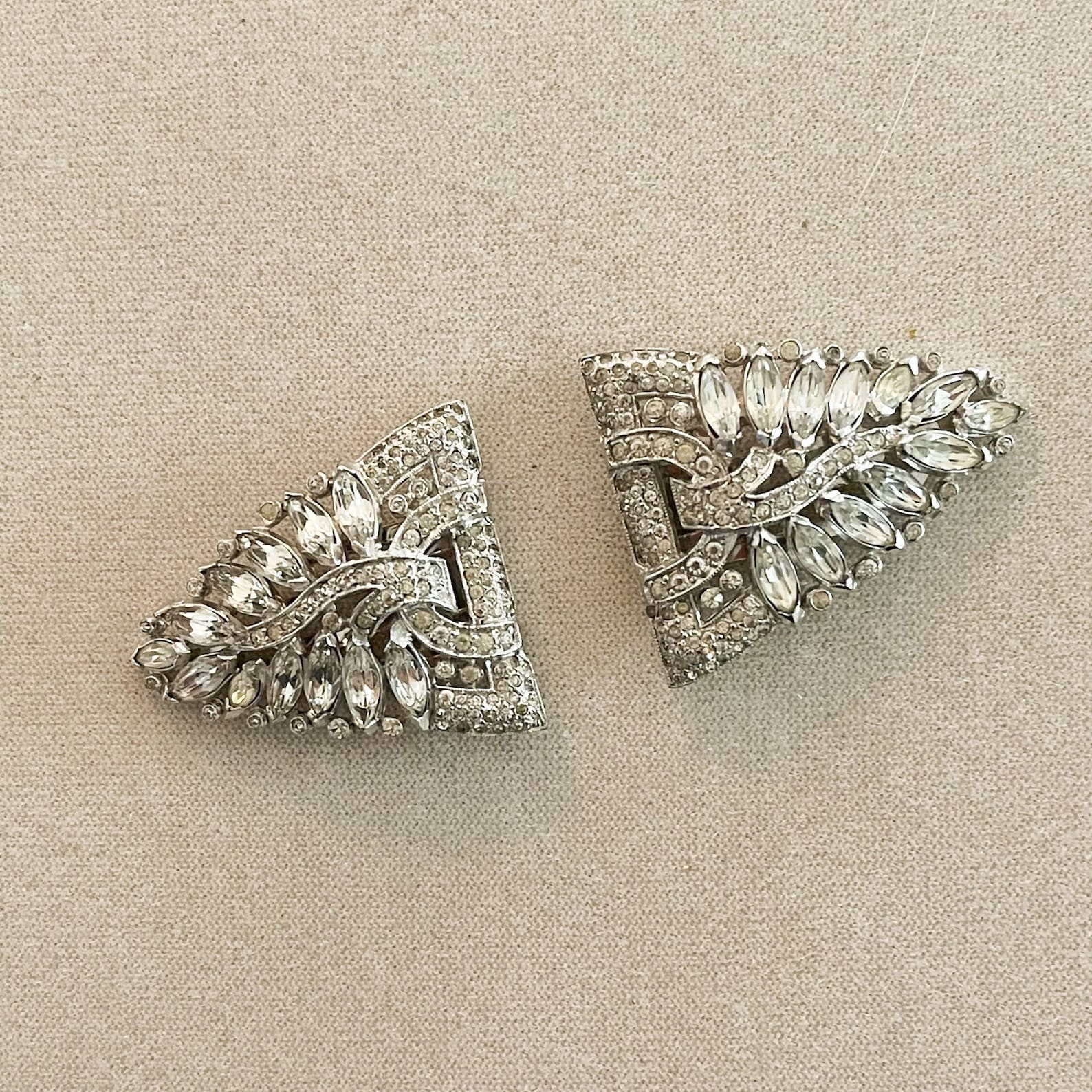 Vintage Trifari Rhinestone Dress Clips - Etsy
