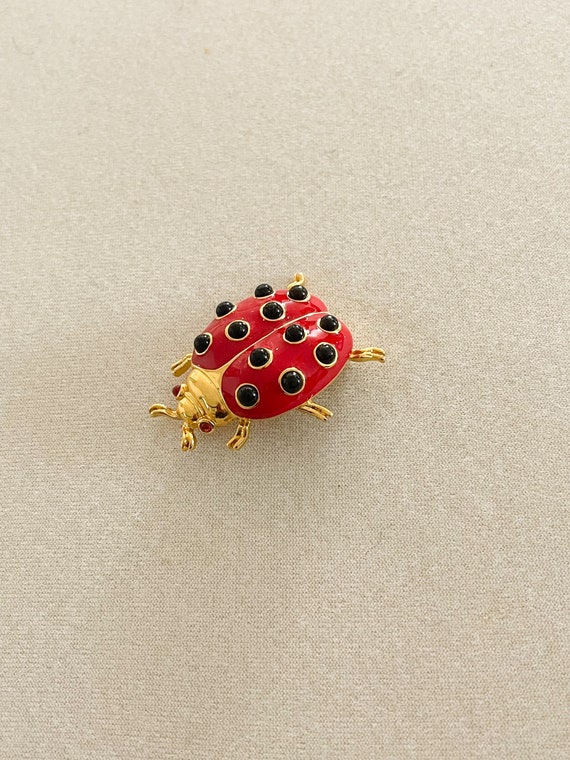 Vintage Trifari Ladybug Pin - Gem