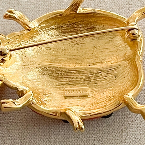 Vintage Trifari Ladybug Pin Gem