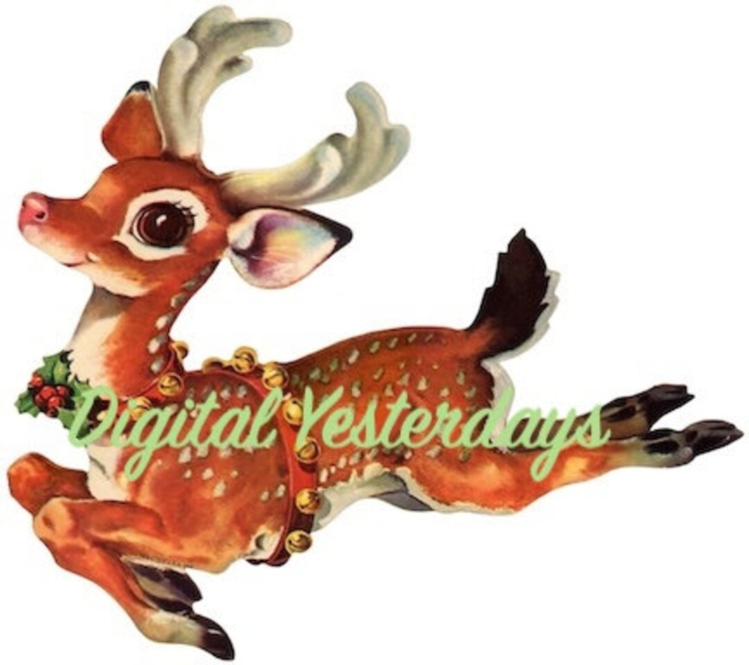 1950s Run Run Rudolf Red Nosed Reindeer Holiday Greetings Winter ...