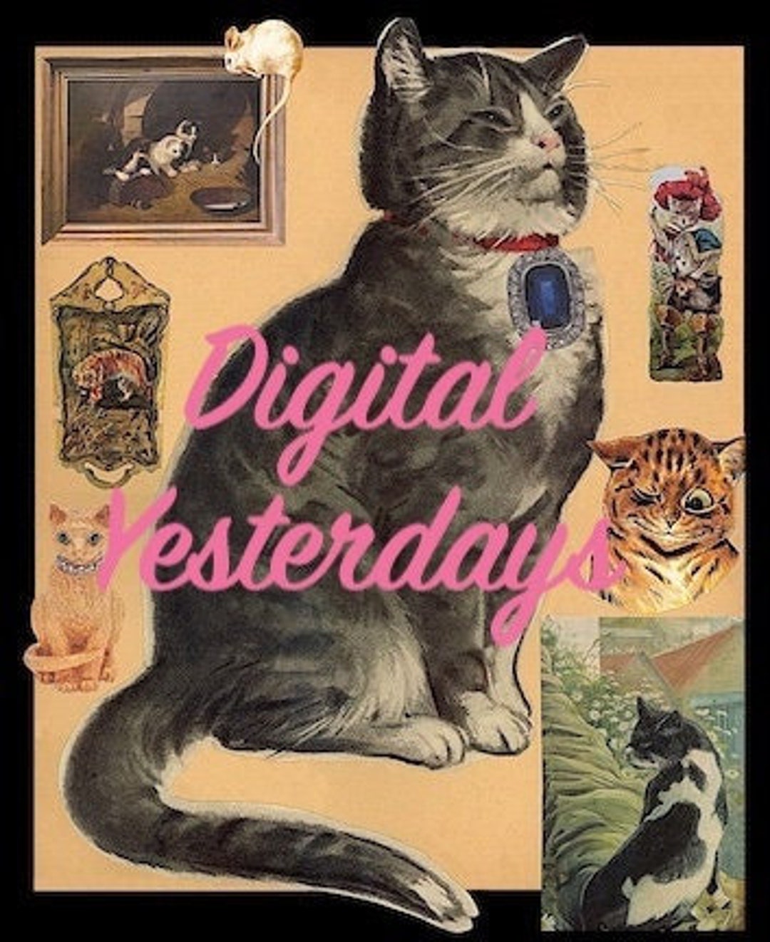 PRINTABLE Vintage Cat Collage Color Digital Wall Decor Artwork Clip Art ...