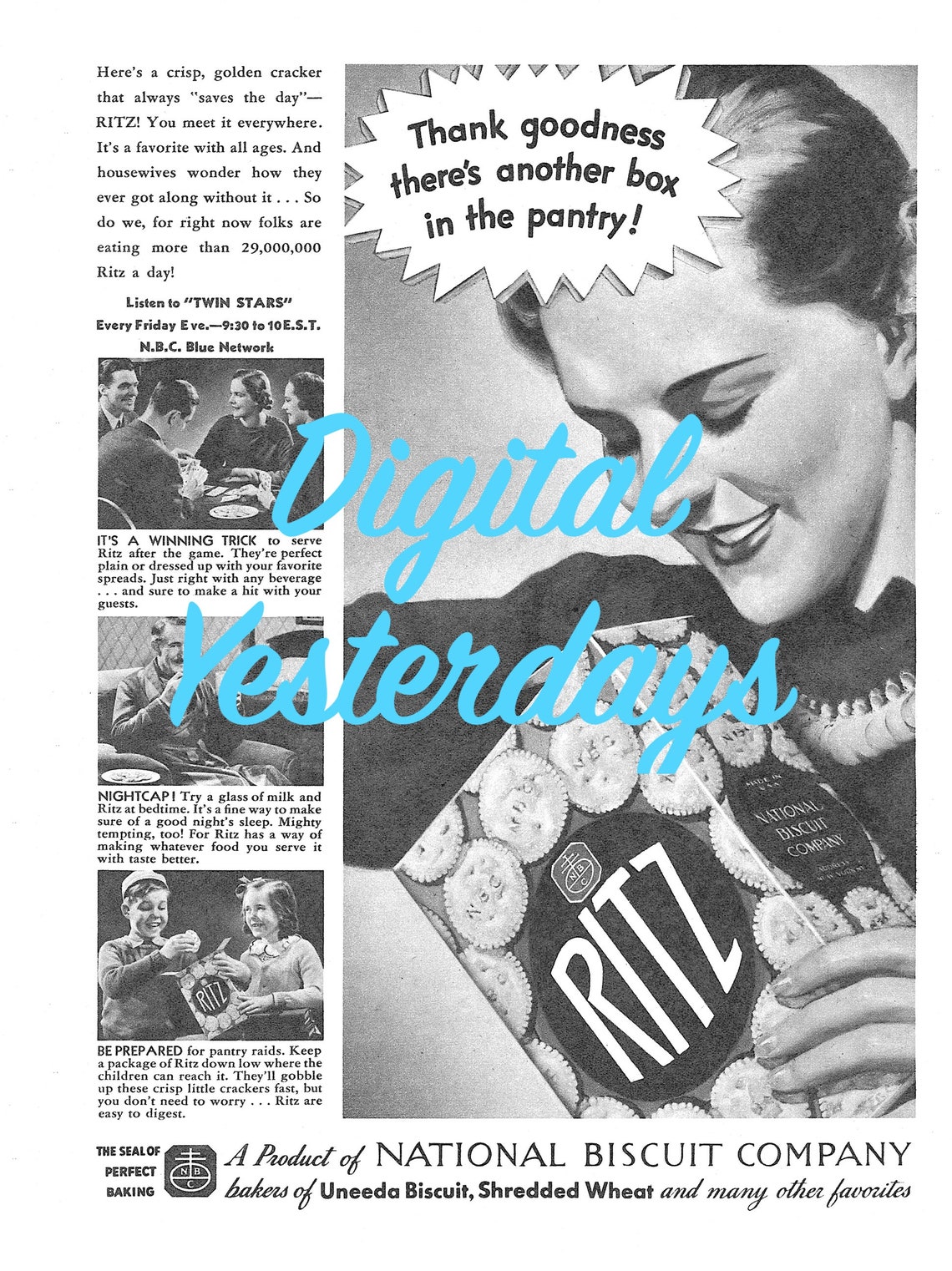 PRINTABLE 1937 Ritz Crackers Print Advertising Art Illustration Instant ...