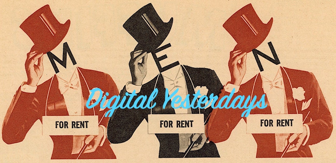 PRINTABLE 1937 MEN for Rent Digital Jpeg Clip Art Illustration Instant ...