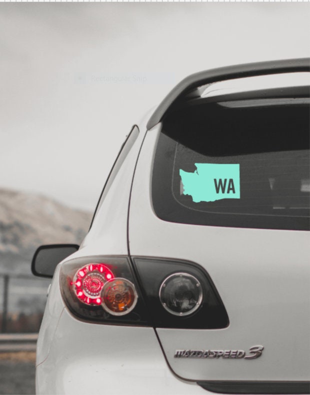 Washington State Outline Custom Decal - WA Car Decal - Washington Water ...