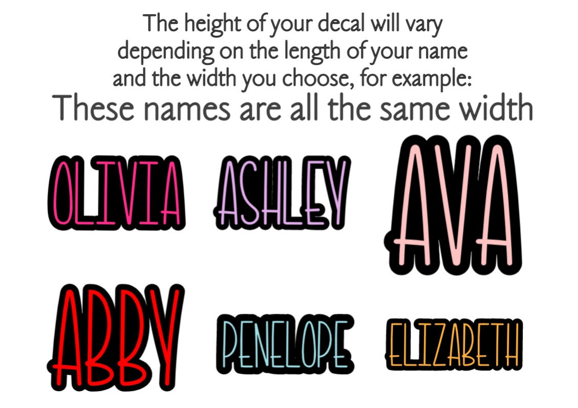 Custom Double Layer Name Vinyl Decal (black Bottom Layer), Two Color ...