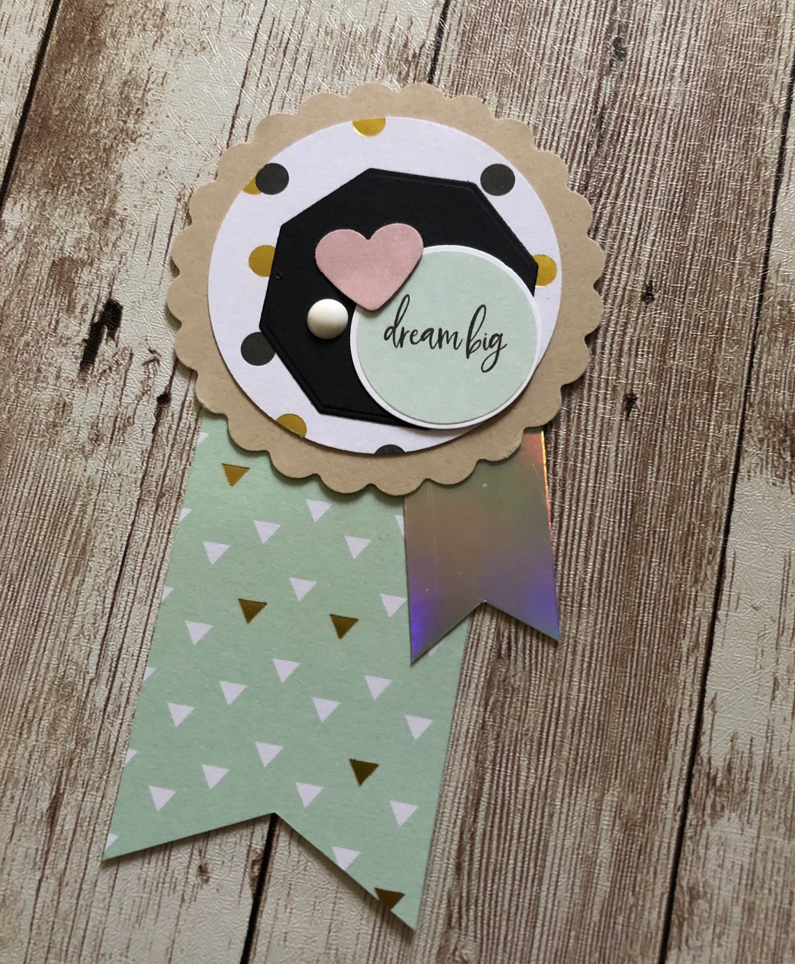 Pack of 5 Light Pink and Mint Paper Embellishments Handmade ...