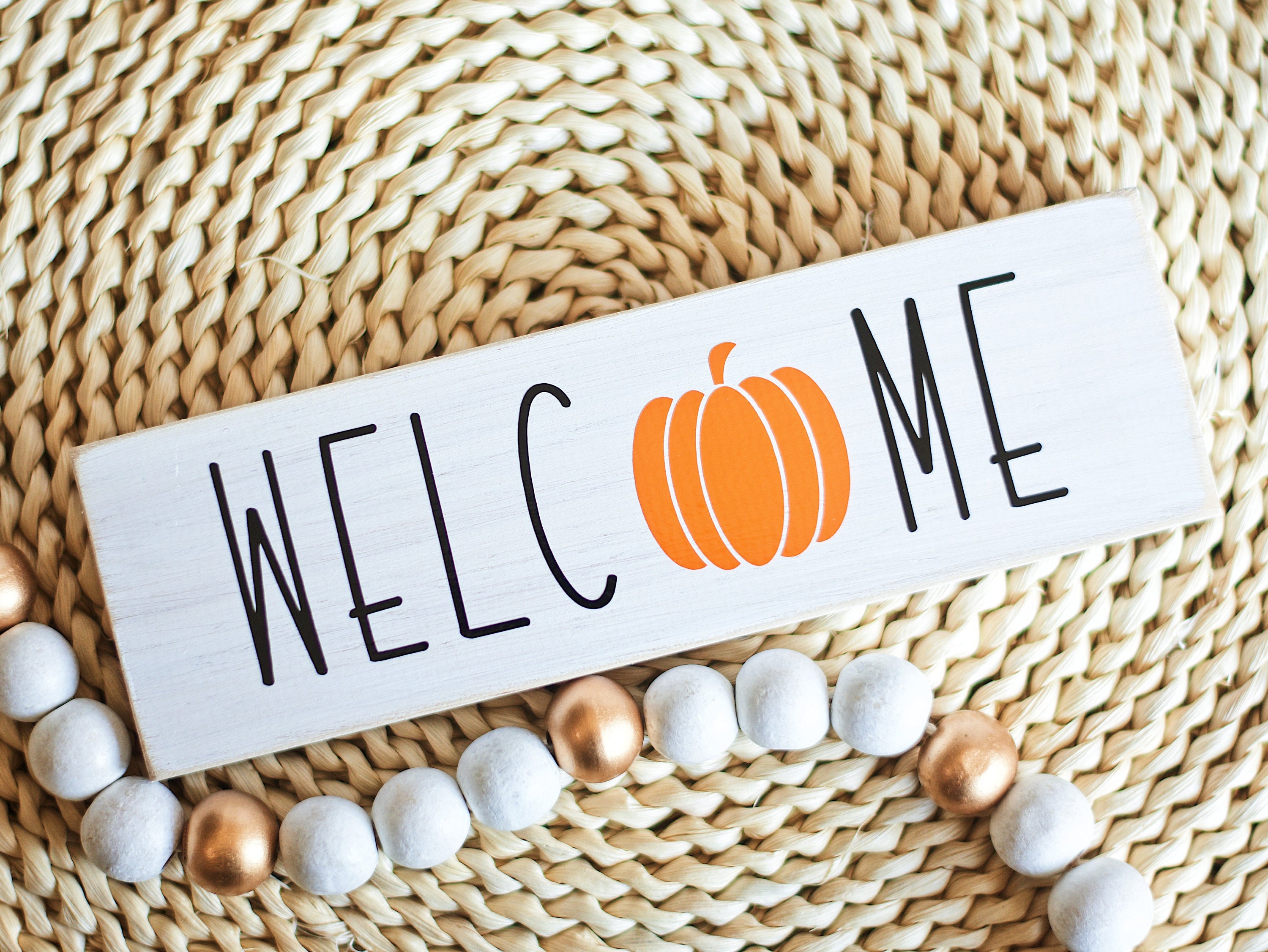 Welcome Fall Mini Wood Sign, Welcome Pumpkin Small Accent Mini Wood ...