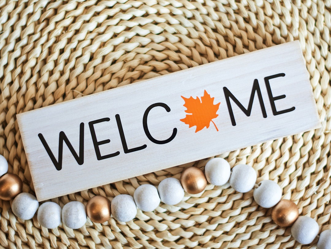 Welcome Fall Mini Wood Sign, Welcome Leaf Small Accent Mini Wood Sign ...