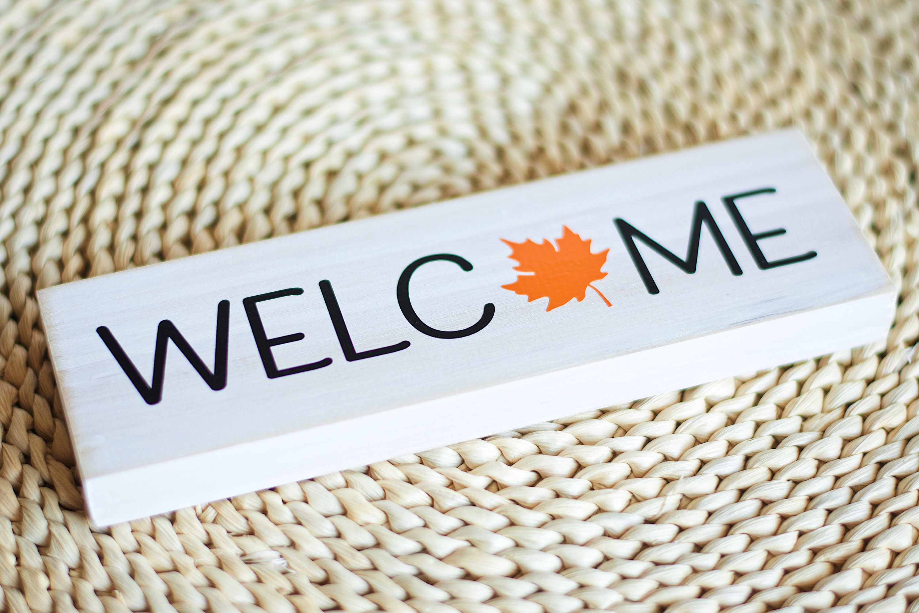 Welcome Fall Mini Wood Sign Welcome Leaf Small Accent Mini - Etsy