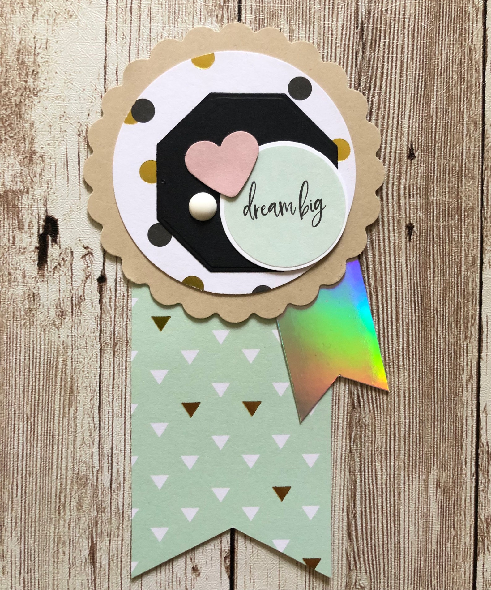 Pack of 5 Light Pink and Mint Paper Embellishments Handmade ...