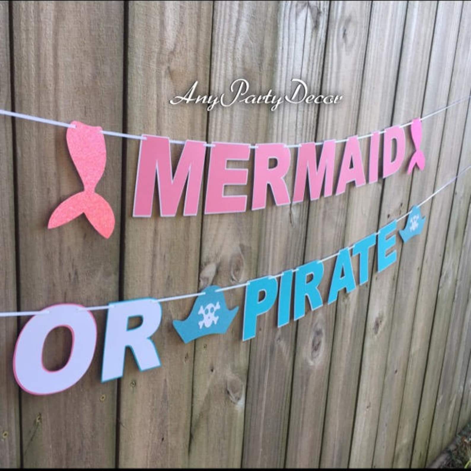 Mermaid or Pirate Gender Reveal Banner Mermaid and Pirate Party - Etsy
